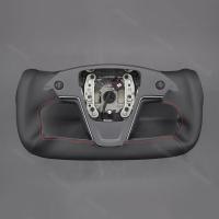 China Custom Hand Stitching Black Smooth Leather Steering Wheel Cover for Tesla Model S X 2021 2022 2023 for sale