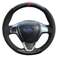 China Hand Stitching Carbon Soft Suede Steering Wheel Cover for Ford Fiesta MK7 Ecosport Zetec S Ecoboost 2008-2014 for sale