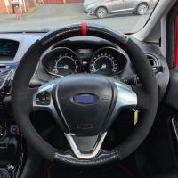 China Hand Stitching Carbon Soft Suede Steering Wheel Cover for Ford Fiesta MK7 Ecosport Zetec S Ecoboost 2008-2014 for sale