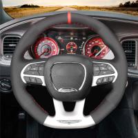 China Hand Stitching Black Soft Suede Steering Wheel Cover for Dodge SRT Challenger Charger Durango 2015-2021 Jeep Cherokee Trackhawk for sale