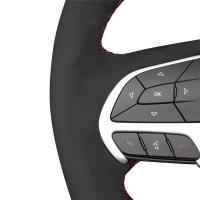 China Hand Stitching Black Soft Suede Steering Wheel Cover for Dodge SRT Challenger Charger Durango 2015-2021 Jeep Cherokee Trackhawk for sale
