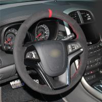 China Hand Stitching Sewing Black Suede Steering Wheel Cover for Chevrolet Camaro Malibu Volt 2011 2012 2013 2014 2015 for sale