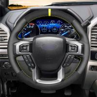 China Custom Hand Stitching Leather Suede Steering Wheel Cover for Ford F-150 F150 F-250 F-350 F-450 F-550 F-600 F-650 F-750 for sale