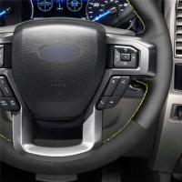 China Custom Hand Stitching Leather Suede Steering Wheel Cover for Ford F-150 F150 F-250 F-350 F-450 F-550 F-600 F-650 F-750 for sale