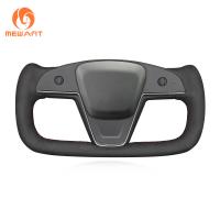China Custom Hand Stitching Black Soft Suede Steering Wheel Cover for Tesla Model S X 2021-2023 for sale