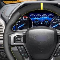 China Custom Hand Stitching Leather Suede Steering Wheel Cover for Ford F-150 F150 F-250 F-350 F-450 F-550 F-600 F-650 F-750 for sale