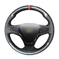 China Custom Sewing Gloss Carbon with Leather Steering Wheel Cover Red Strip for Chevrolet Cruze Volt 2015 2016 2017 for sale