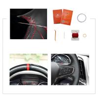 China Custom Sewing Gloss Carbon with Leather Steering Wheel Cover Red Strip for Chevrolet Cruze Volt 2015 2016 2017 for sale