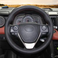 China Hand Stitched Custom Artificial Leather Steering Wheel Cover for Toyota RAV4 Corolla iM Auris 2014 2015 2016 2017 2018 2019 for sale