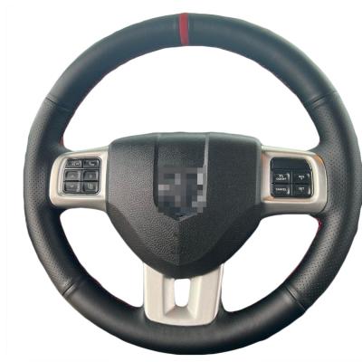 China Hand Stitch Black PU Leather Steering Wheel Cover for Dodge Charger Grand Caravan Journey Avenger Durango Challenger for sale