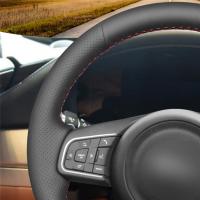 China Hand Stitching Car PU Leather Black DIY Steering Wheel Cover For Jaguar E-Pace F-Pace 2016 XE XF 2015 2016 2017 2018 2019 for sale