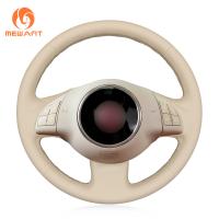 China Custom Hand Sewing Beige Artificial Leather Steering Wheel Cover for Fiat 500 500c 2008 2009 2010 2011 2012 for sale