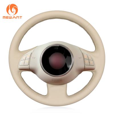 China Custom Hand Sewing Beige Artificial Leather Steering Wheel Cover for Fiat 500 500c 2008 2009 2010 2011 2012 for sale