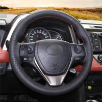 China Hand Stitched Custom Artificial Leather Steering Wheel Cover for Toyota RAV4 Corolla iM Auris 2014 2015 2016 2017 2018 2019 for sale