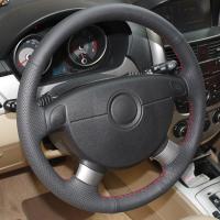 China Hand Sewing Custom Black Artificial Leather Steering Wheel Cover for Chevrolet Lova Aveo 2004 2005 2006 2007 2008 2009 2010 2011 for sale