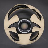 China Custom Hand Sewing Beige Artificial Leather Steering Wheel Cover for Fiat 500 500c 2008 2009 2010 2011 2012 for sale
