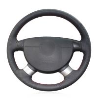 China Hand Sewing Custom Black Artificial Leather Steering Wheel Cover for Chevrolet Lova Aveo 2004 2005 2006 2007 2008 2009 2010 2011 for sale