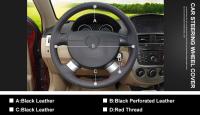 China Hand Sewing Custom Black Artificial Leather Steering Wheel Cover for Chevrolet Lova Aveo 2004 2005 2006 2007 2008 2009 2010 2011 for sale