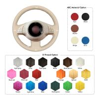 China Custom Hand Sewing Beige Artificial Leather Steering Wheel Cover for Fiat 500 500c 2008 2009 2010 2011 2012 for sale