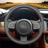 China Black Leather Steering Wheel Cover for Jaguar Sportbrake 2008 2009 2010 2011 2012 2015 E-Pace F-Pace XE XF 2008-2017 2018 2019 for sale