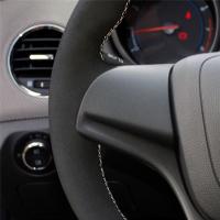 China Stitching Black Suede Steering Wheel Cover White Strip for Chevrolet Cruze Aveo Orlando 2009 2010 2011 2012 2013 2014 2015 for sale