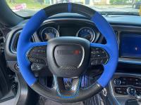 China Custom Hand Stitching Blue Suede Carbon Steering Wheel Cover for Dodge Challenger Charger 2015 2016 2017 2018 2019 2020 2021 for sale