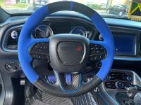 China Custom Hand Stitching Blue Suede Carbon Steering Wheel Cover for Dodge Challenger Charger 2015 2016 2017 2018 2019 2020 2021 for sale