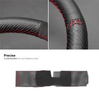 China Custom Hand Sewing Black Matt Carbon Suede Steering Wheel Cover for Ford Mustang 2009 2010 2011 2012 2013 2014 for sale