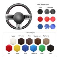 China Custom Hand Sewing Black Matt Carbon Suede Steering Wheel Cover for Ford Mustang 2009 2010 2011 2012 2013 2014 for sale