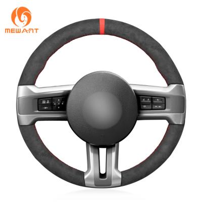 China Custom Hand Sewing Black Soft Suede Steering Wheel Cover for Ford Mustang 2009 2010 2011 2012 2013 2014 for sale
