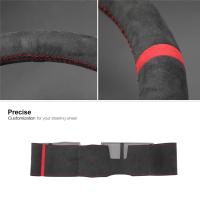 China Custom Hand Sewing Black Soft Suede Steering Wheel Cover for Ford Mustang 2009 2010 2011 2012 2013 2014 for sale