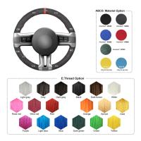 China Custom Hand Sewing Black Soft Suede Steering Wheel Cover for Ford Mustang 2009 2010 2011 2012 2013 2014 for sale