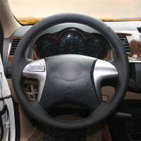 China Custom Genuine Leather Hand Sewing Steering Wheel Cover for Toyota Fortuner Hilux 2012 2013 2014 2015 for sale
