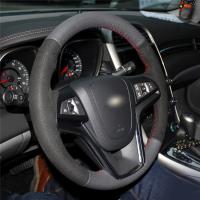 China Wholesale Genuine Leather Black Suede Hand Stitch Wrap Steering Wheel Cover For Chevrolet Malibu 2011 2012 2013 2014 for sale