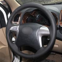 China Custom Genuine Leather Hand Sewing Steering Wheel Cover for Toyota Fortuner Hilux 2012 2013 2014 2015 for sale
