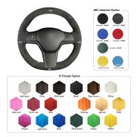 China Customized Available High Quality Durable Soft Athsuede Hand Sewing Steering Wheel Cover Wrap for Tesla model 3 for sale