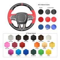 China Custom Hand Stitching Matte Carbon Red Suede Steering Wheel Cover for Dodge Challenger Charger Durango 2015-2021 for sale