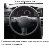 China Stitching Customized Black Auto Steering Wheel Wrap For Toyota Caldina 2002 2003 2004 2005 2006 2007 RAV4 2004 2005 for sale