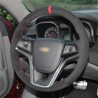 China Warm Black Suede Comfortable Custom Hand Sewing Steering Wheel Cover For Chevrolet Malibu 2011 2012 2013 2014 for sale