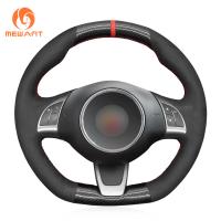 China Custom Hand Sewing Black Carbon Suede Steering Wheel Cover for Fiat Abarth 500 500C 595 595C GQ S 500C S Linea for sale