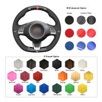China Custom Hand Sewing Black Carbon Suede Steering Wheel Cover for Fiat Abarth 500 500C 595 595C GQ S 500C S Linea for sale