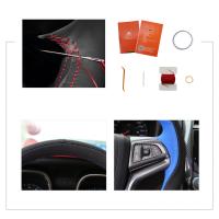 China Personalized DIY Blue Leather Black Suede Hand Stitch Steering Wheel Cover For Chevrolet Malibu 2011 2012 2013 2014 for sale