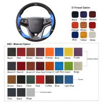 China Personalized DIY Blue Leather Black Suede Hand Stitch Steering Wheel Cover For Chevrolet Malibu 2011 2012 2013 2014 for sale