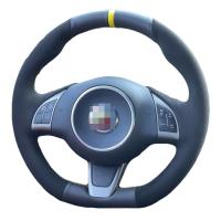 China Custom Hand Sewing Black Leather Suede Steering Wheel Cover for Fiat Abarth 500 500C 595 595C GQ S 500C S Linea 2009 2016 for sale