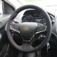 China Car Interior Accessories Genuine Leather Black Custom DIY Steering Wheel Cover For Chevrolet Cruze 2015 Volt 2016 2017 for sale