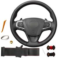 China Car Design Custom Black Leather Steering Wheel Wrap For Toyota Camry 2015 2016 2017 Avalon 2013 2014 2015 2016 2017 2018 for sale
