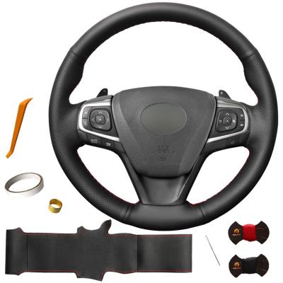 China Car Design Custom Black Leather Steering Wheel Wrap For Toyota Camry 2015 2016 2017 Avalon 2013 2014 2015 2016 2017 2018 for sale