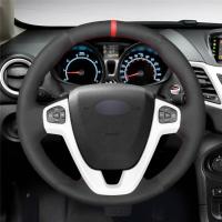 China New Arrival Custom Black Suede Car Steering Wheel Covers for Ford Fiesta (US) 2011 2012 2013 2014 2015 2016 2017 2018-2019 for sale