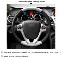 China New Arrival Custom Black Suede Car Steering Wheel Covers for Ford Fiesta (US) 2011 2012 2013 2014 2015 2016 2017 2018-2019 for sale