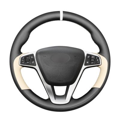 China MEWANT Auto Parts For Lada Vesta 2015-2020 / Xray 2015-2020 Car Hand Stitching Genuine Leather Steering Wheel Cover Logo Custom for sale